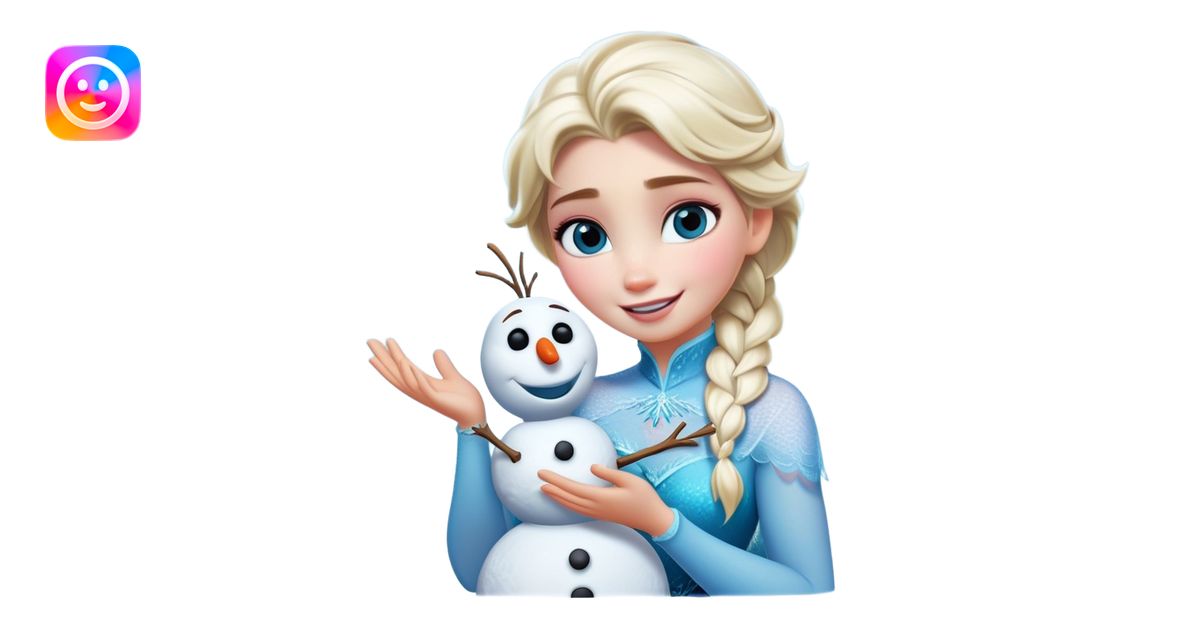 Cinematic Funny Elsa Portrait Emoji, Making a tiny snowman in her hands ...
