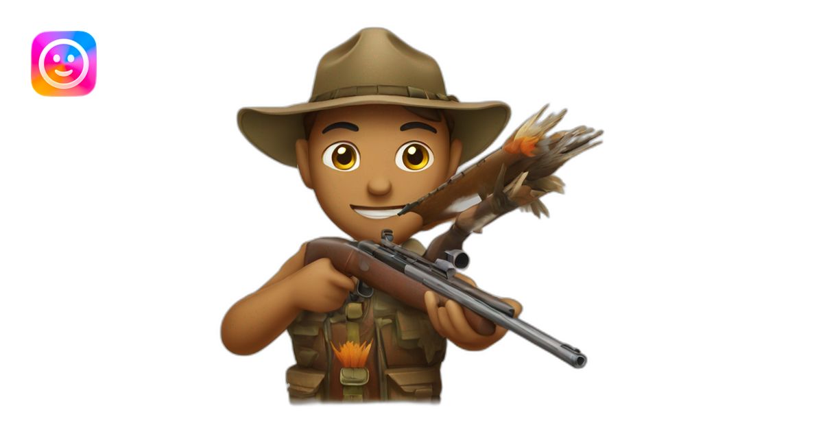 Hunter with a gun during a pheasan hunting emoji | AI Emoji Generator
