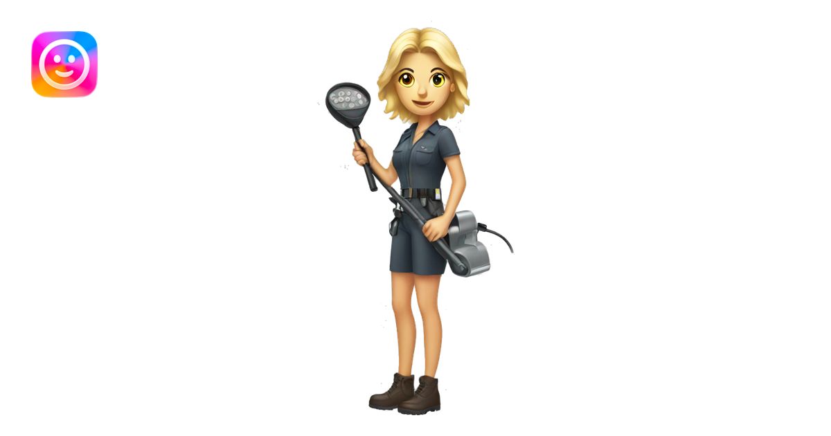Pretty woman using a metal detector emoji | AI Emoji Generator
