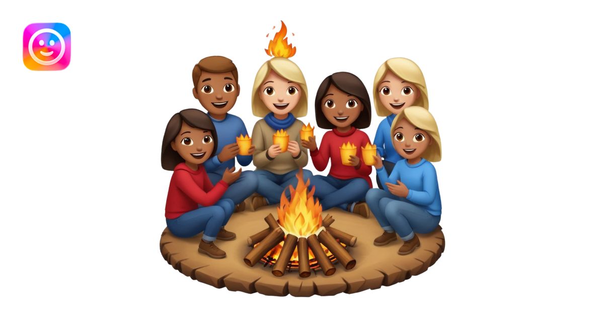 People gathering around fire emoji | AI Emoji Generator