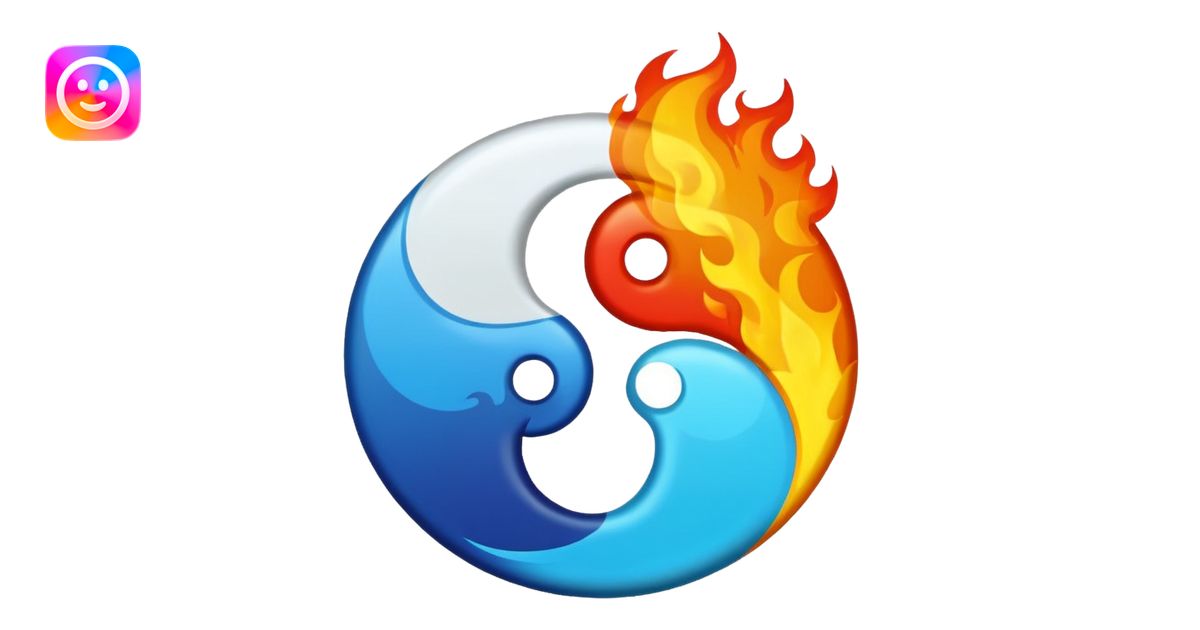 The fire and water emojis are in the form of the yin-yan symbol in ...