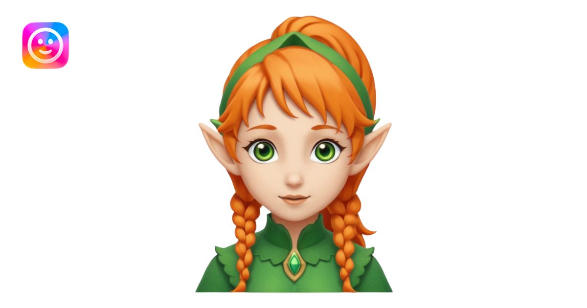 Orange Haired Elf, Elf girl with orange ponytail hair emoji | AI Emoji ...