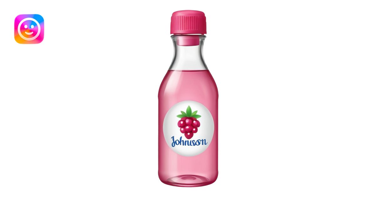 realistic Johnson and Johnson style bottle pink cap pink logo clear ...