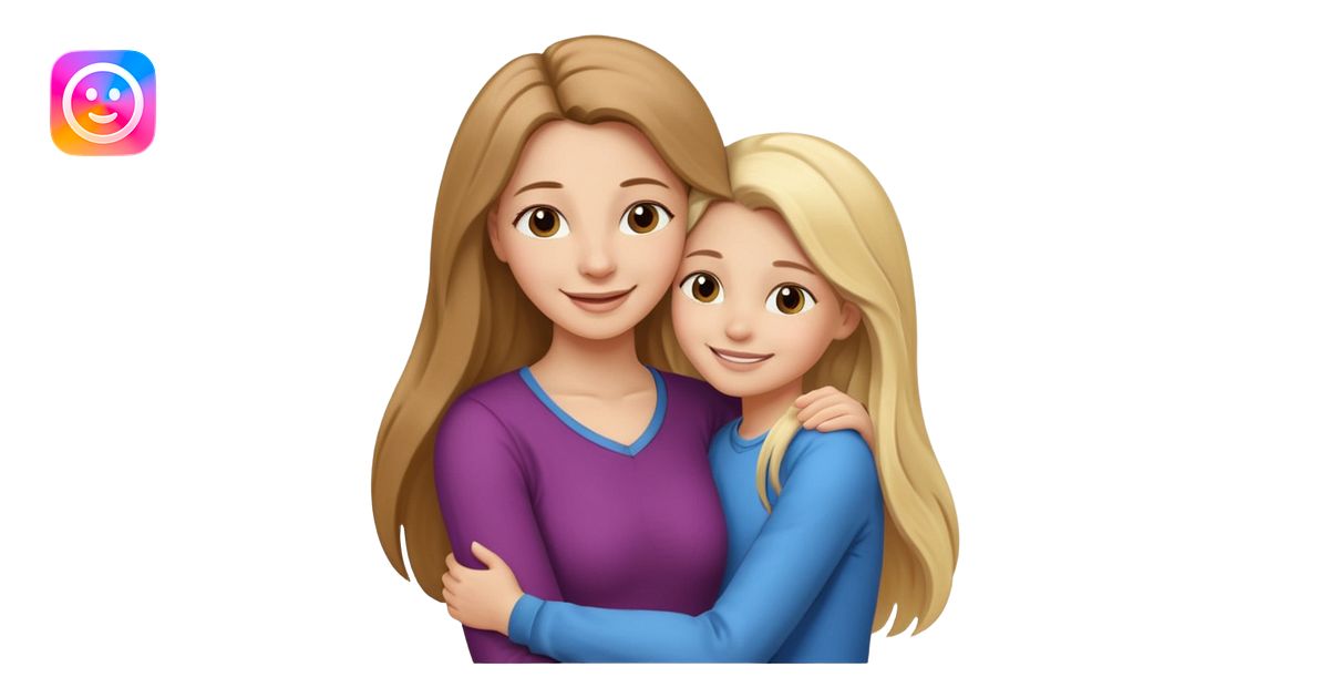 A beautiful mother with long brown hair hugging her cute 12yr old ...