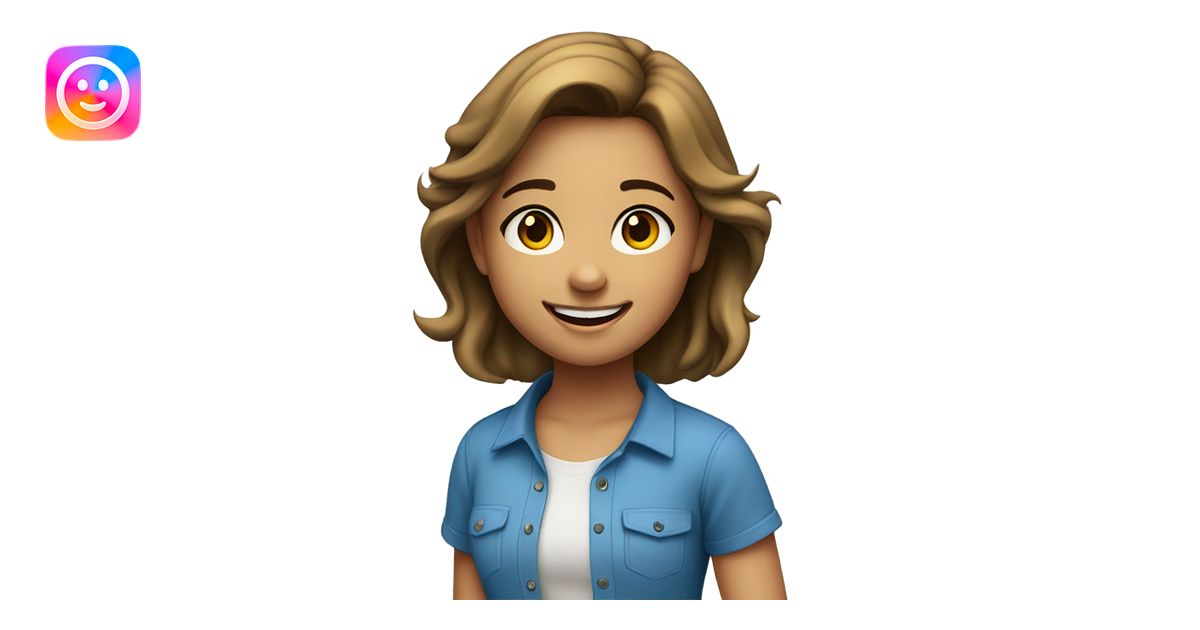 smiling girl with blue shirt that says Central Heights emoji | AI Emoji ...
