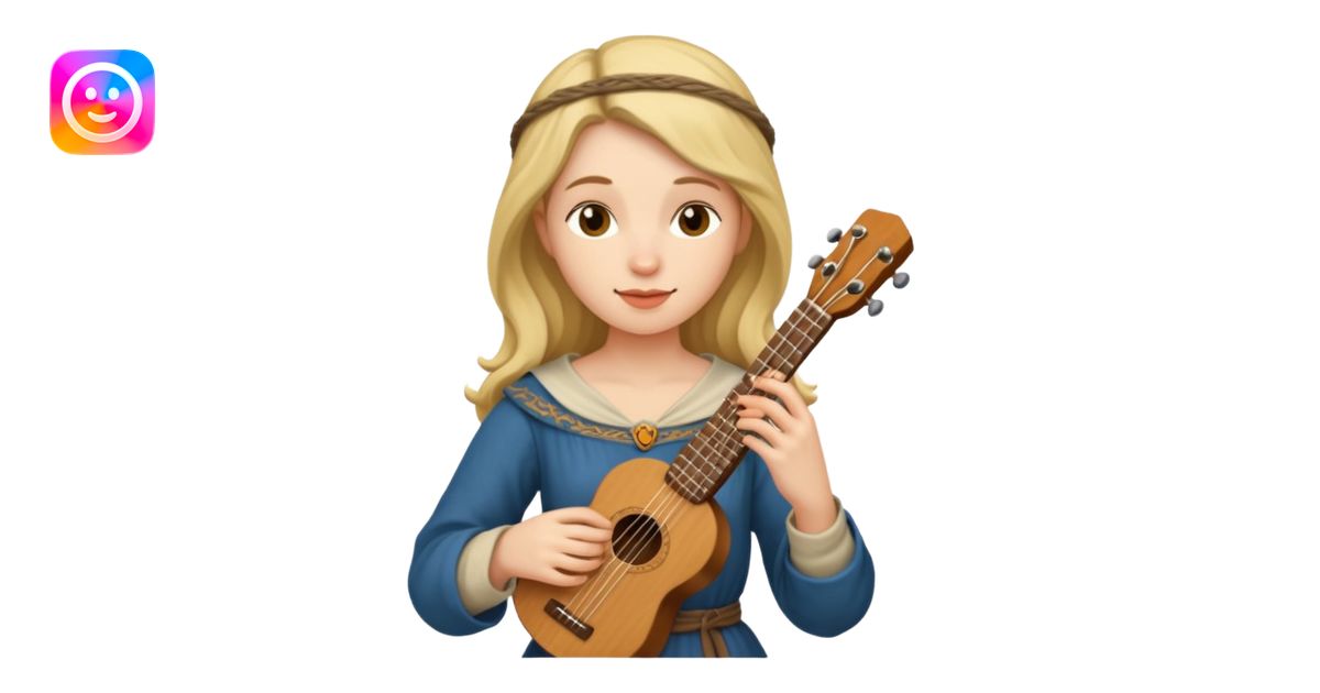 medieval female poet with ukulele emoji | AI Emoji Generator