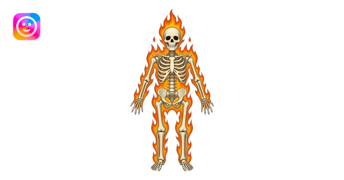 A burning skeleton emoji | AI Emoji Generator