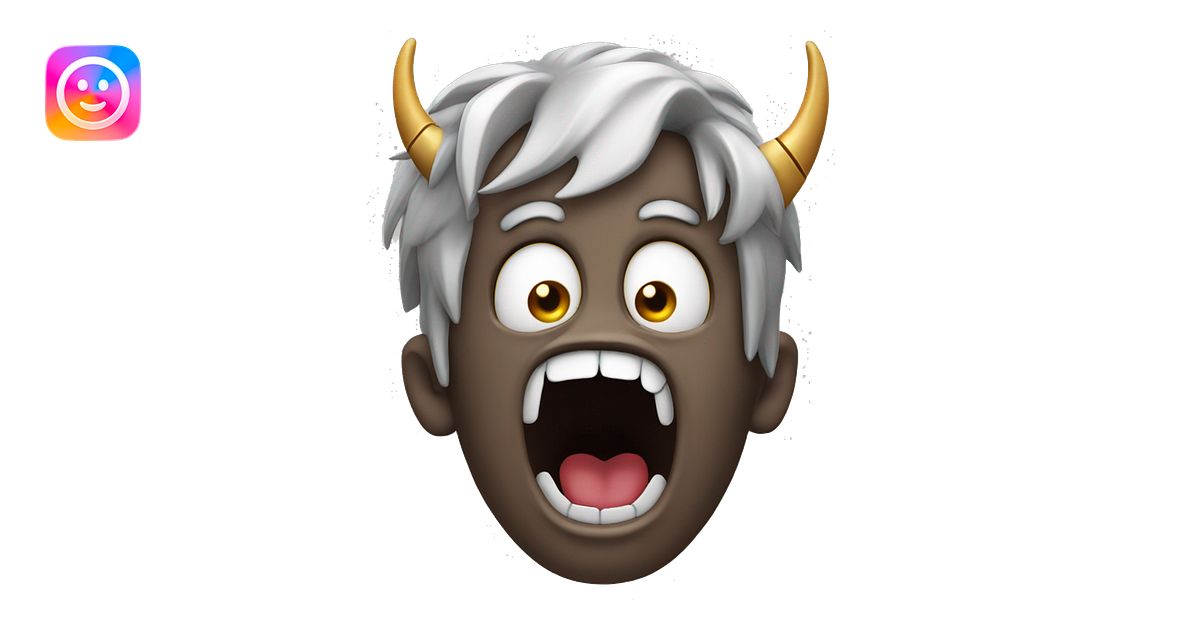 surprised open mouth with a hand shaped as metal horns in frnt of the ...