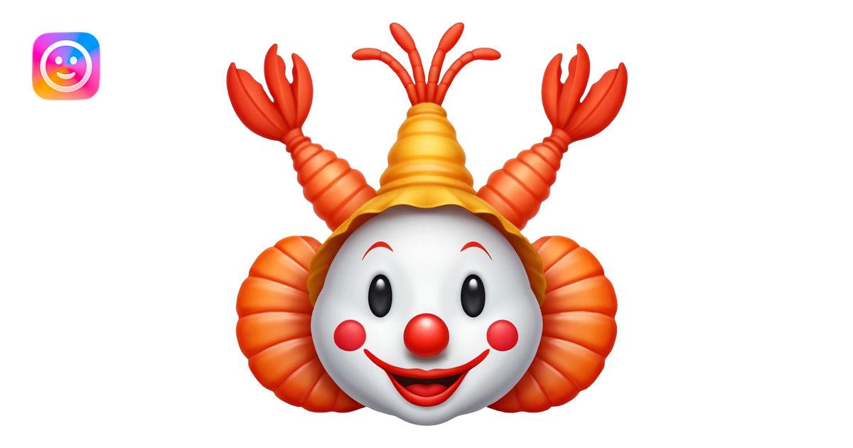Shrimp upside down as a clown emoji | AI Emoji Generator
