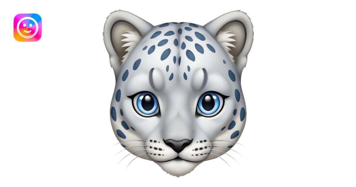 Deformed cute Snow leopard-Eyes are long and blue emoji | AI Emoji ...