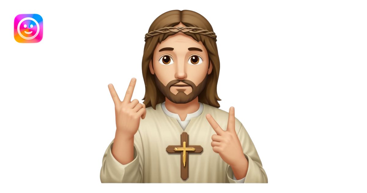 Jesus making a cross with his index fingers posing like a gang member ...