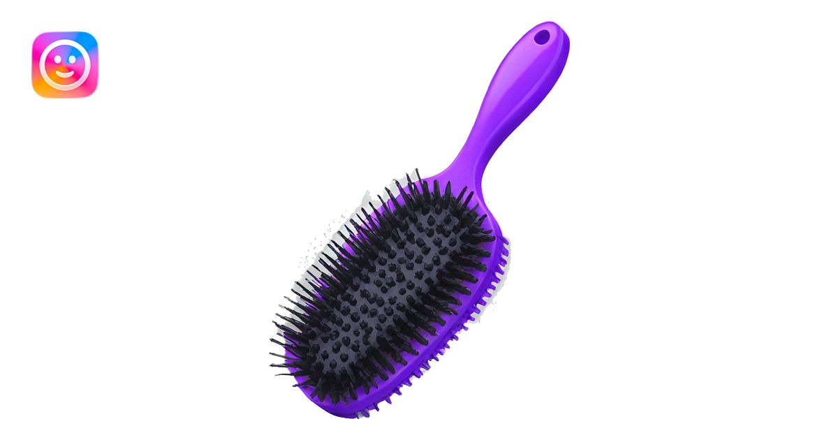 Purple hairbrush with big bristles emoji | AI Emoji Generator