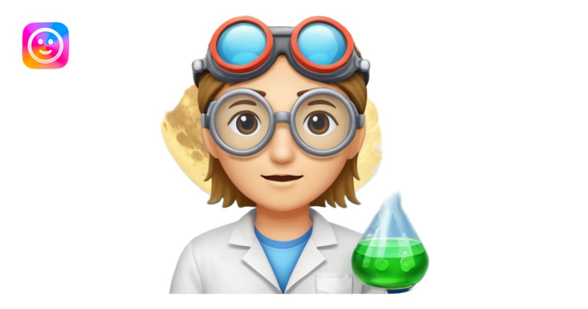moon with lab goggles after potion blast emoji | AI Emoji Generator