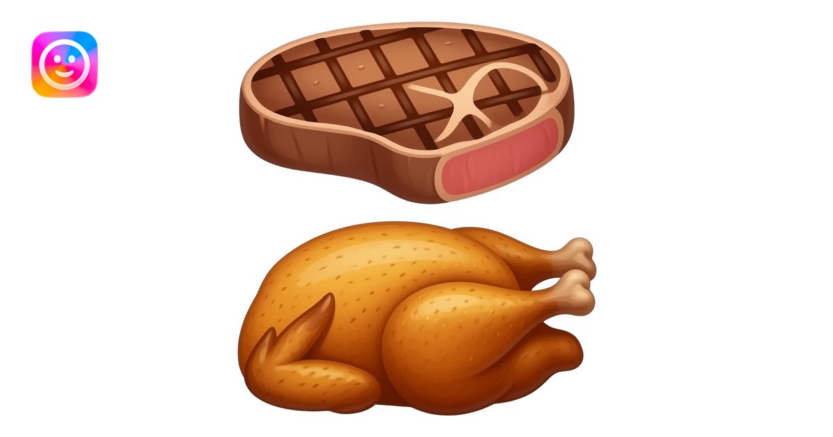 vector flat steak and chicken emoji | AI Emoji Generator