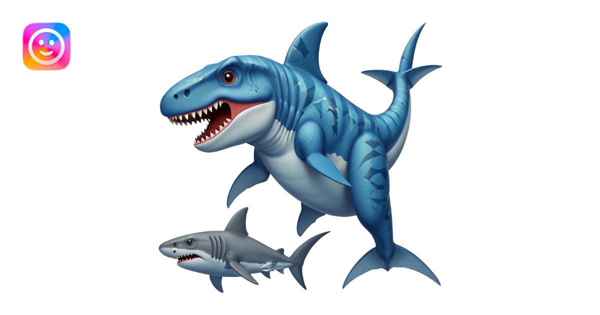 Dinosaur swimming with shark emoji | AI Emoji Generator
