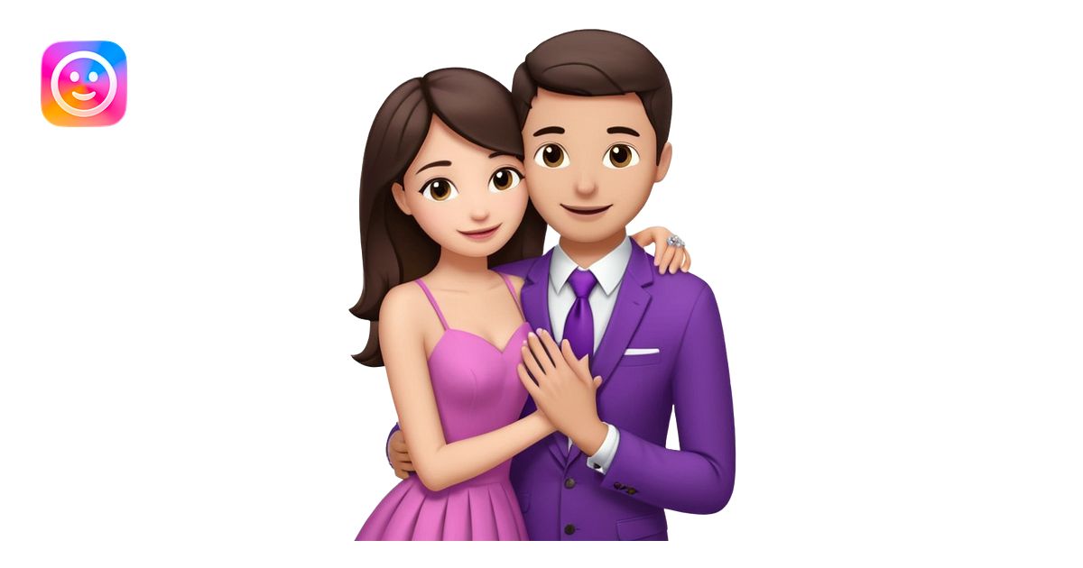 Brunette girl, with an engagement ring on her finger hugging a handsome ...