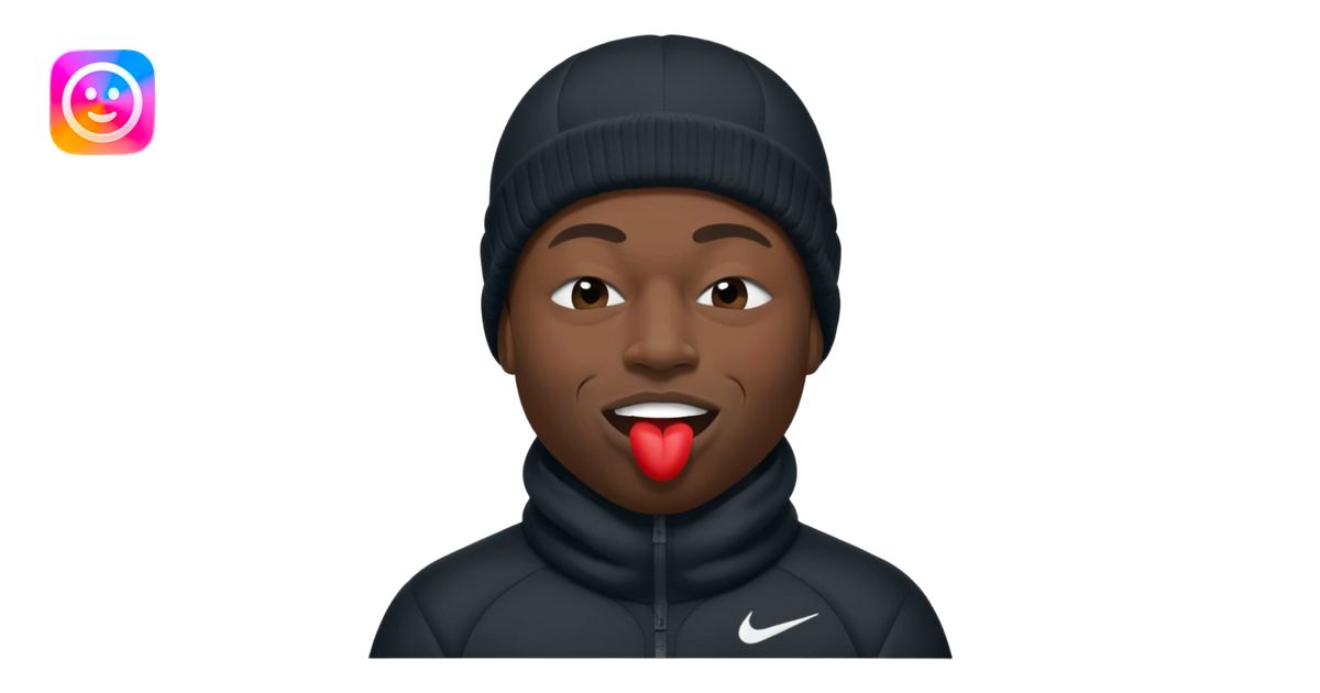 black guy with nike ski mask on squinching his face with his lips ...