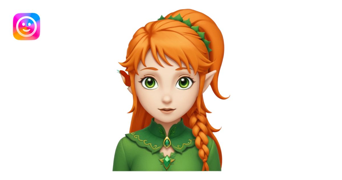 Orange Haired Elf, Elf girl with orange ponytail hair emoji | AI Emoji ...