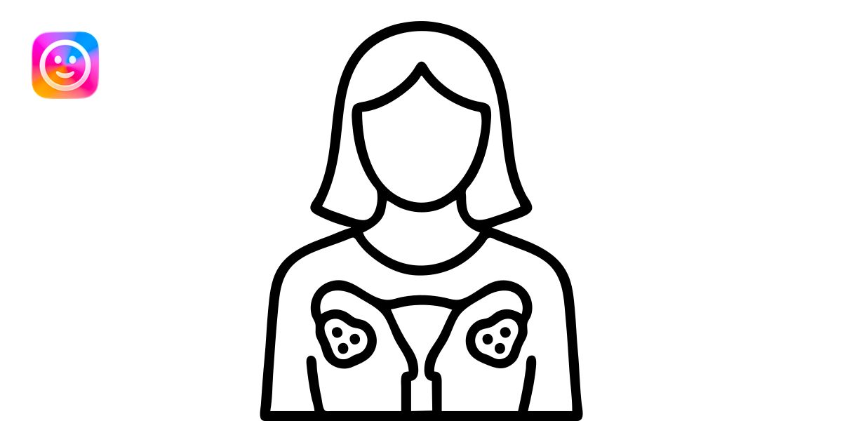 realistic and modern PCOS icon, stylized woman with symbols of ...
