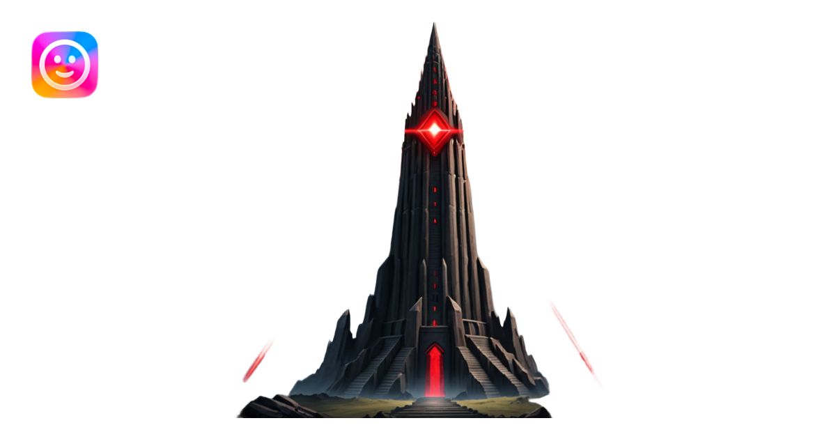 Barad Dúr from Lord of the Rings, Dark, giant Tower, with red laser ...
