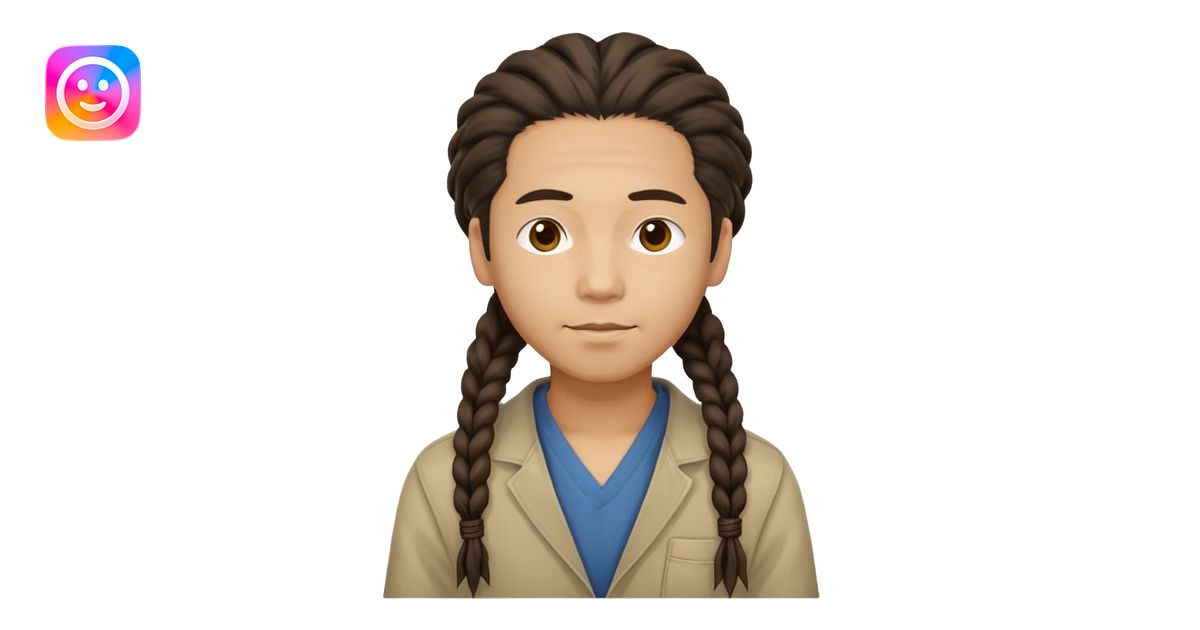Casual person with tied-back dreadlock, asian emoji | AI Emoji Generator