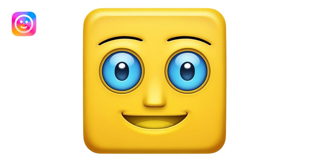 geometery dash square yellow body blue face square mouth and eyes emoji ...