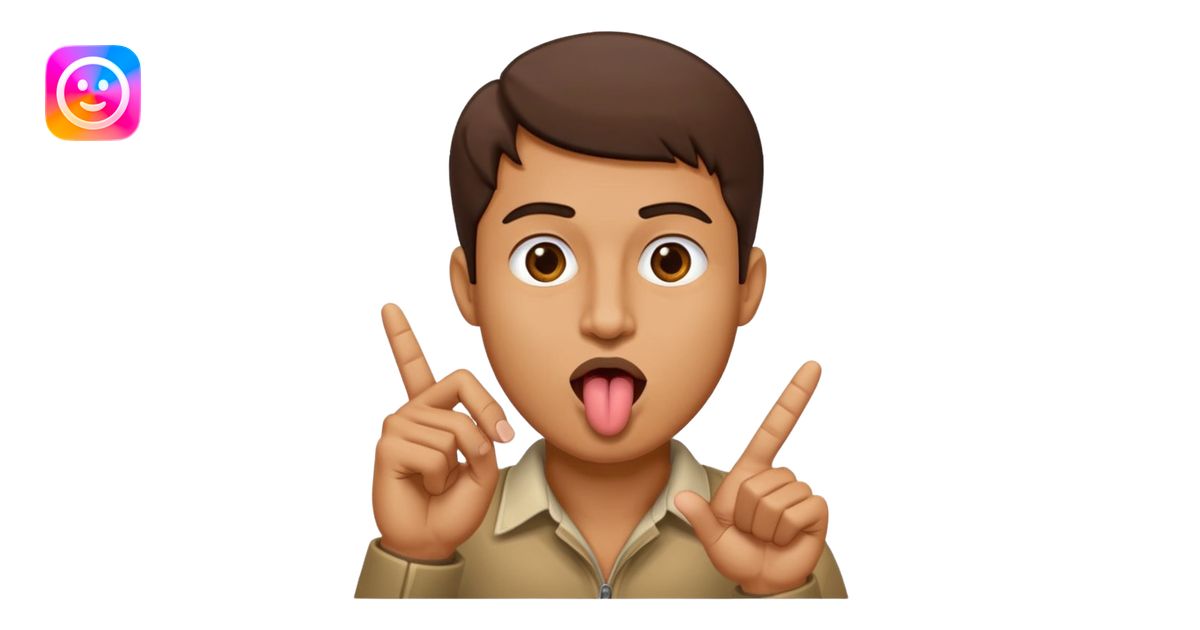 Man making v shape with fingers to mouth and tongue sticking out of ...