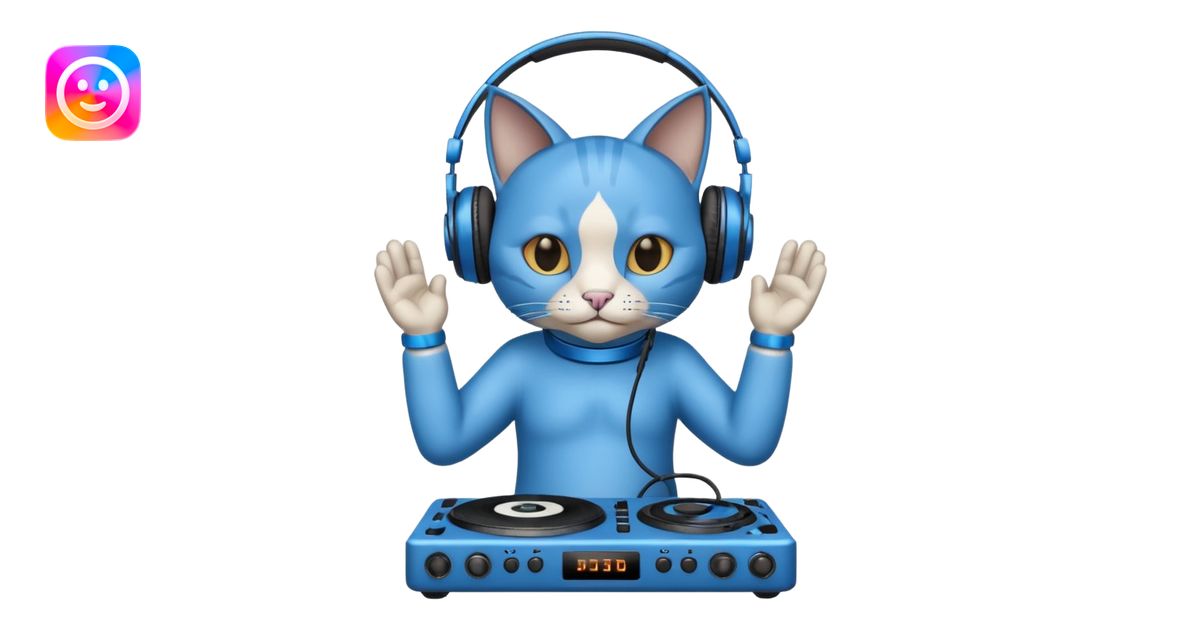 Blue cat dj emoji | AI Emoji Generator