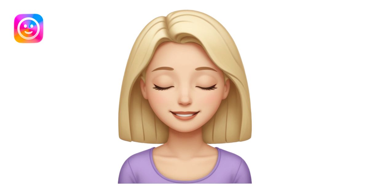 lady face icon feels safe, with closed eyes, smile, emoji | AI Emoji ...