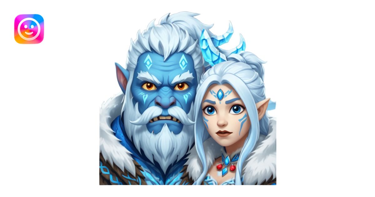 Legendary fantasy orc Christmas portrait icon, Frostfather and Snow ...