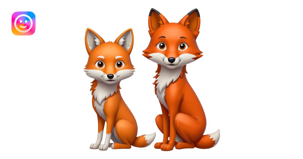 draw a wolf and a fox together in different poses emoji | AI Emoji ...