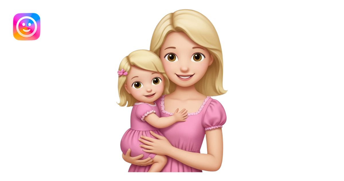 Draw an baby girl with dress being hold by mother emoji | AI Emoji ...