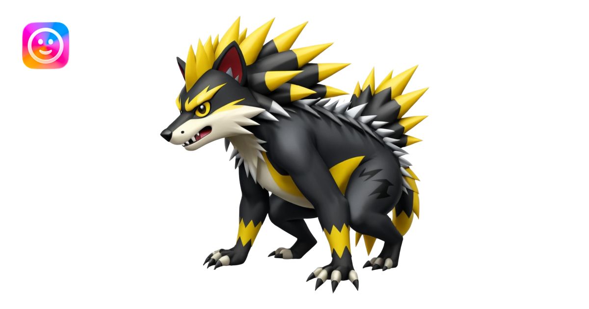 Obstagoon-Zeraora-fusion emoji | AI Emoji Generator