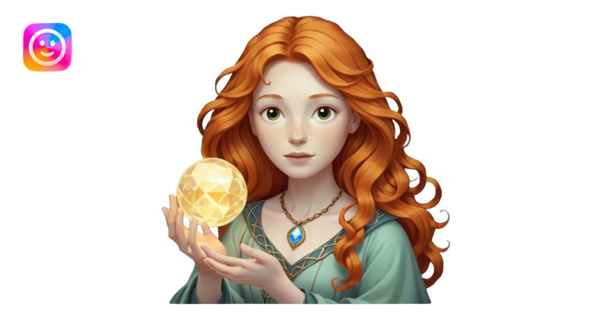 fantasy magic tarot card low poly ginger emoji | AI Emoji Generator