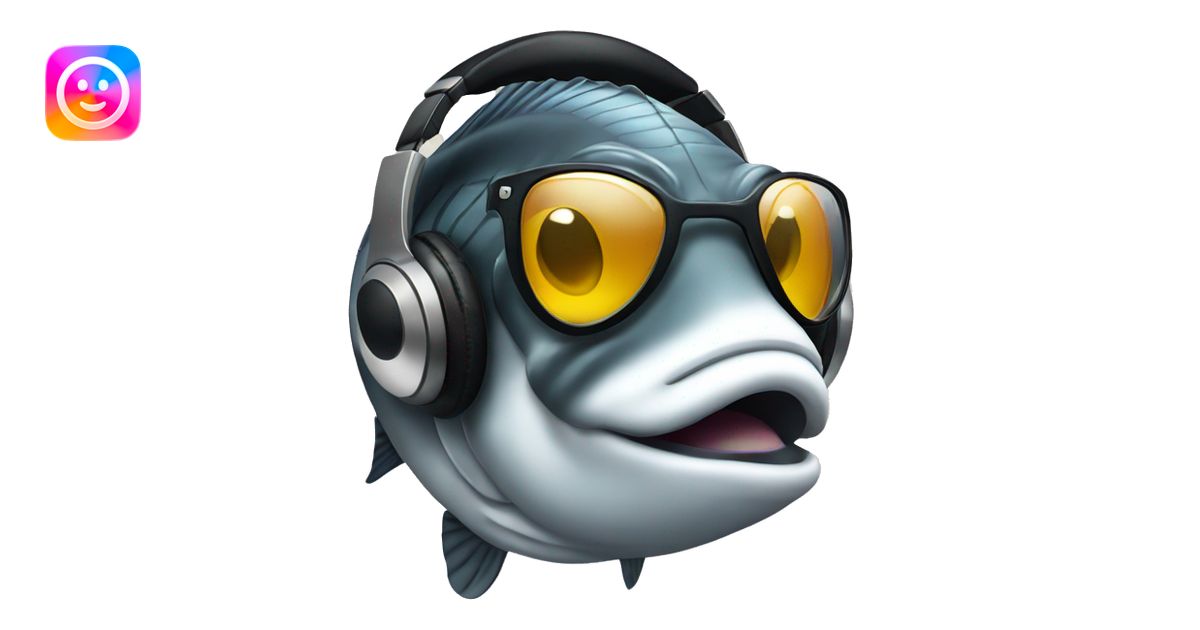 Sea bass wearing headphones and sunglasses emoji | AI Emoji Generator
