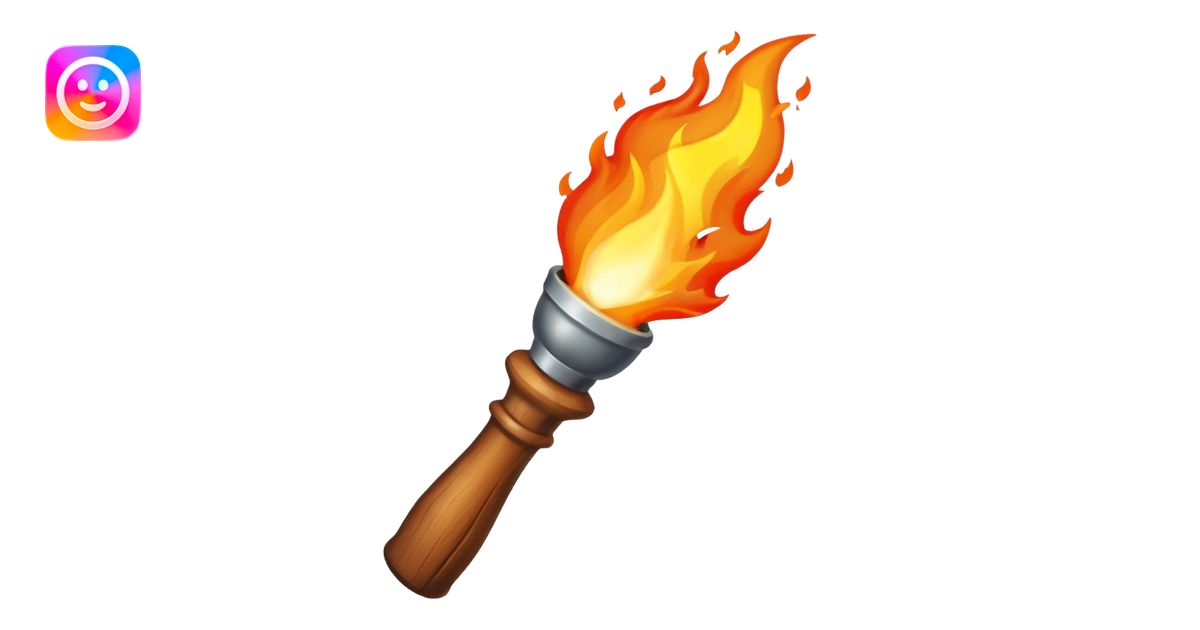 A flaming torch with a wooden handle, like an adventure movie torch ...