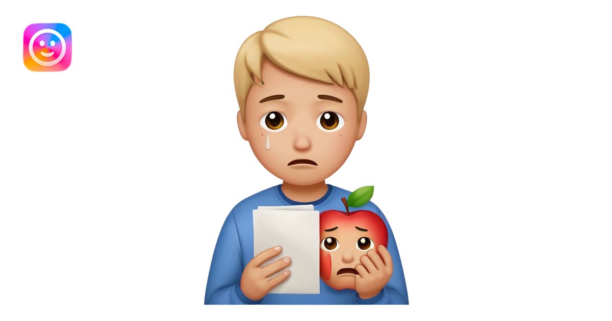 emoji student sad holding paper IELTS 5.5, crying, failure, white ...