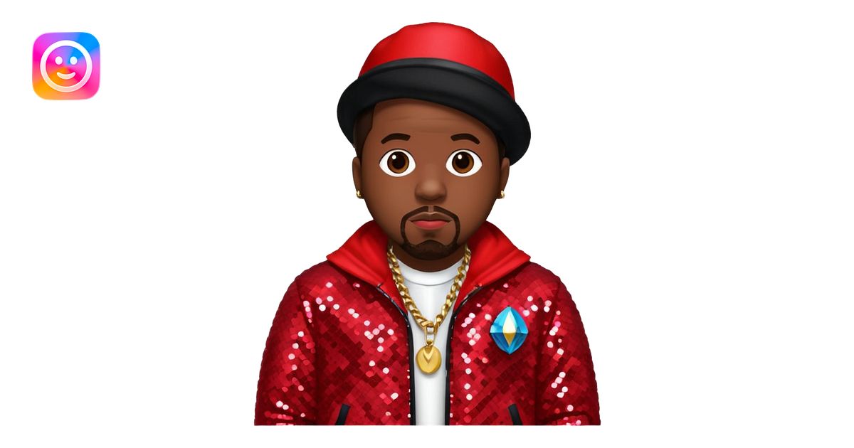 Big Boi from Outkast with dark brown hair, red sequin outfit emoji | AI ...