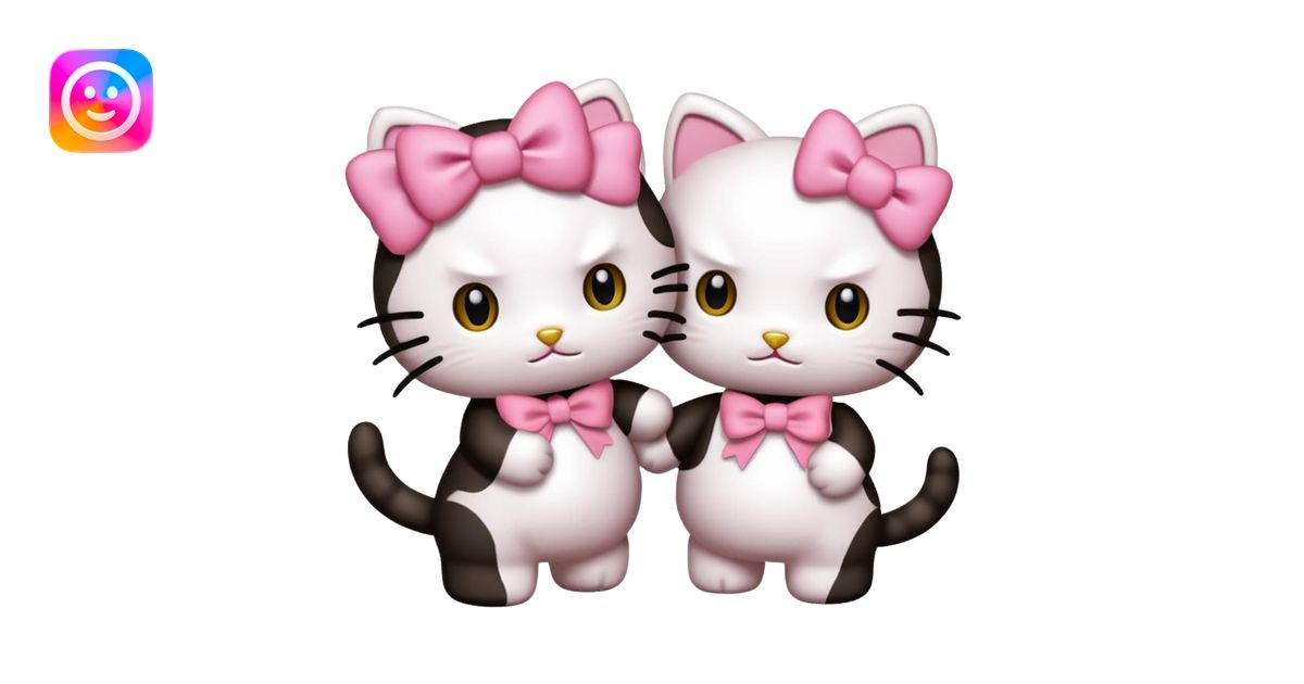 two Hello Kitty cats in a playful fight emoji | AI Emoji Generator