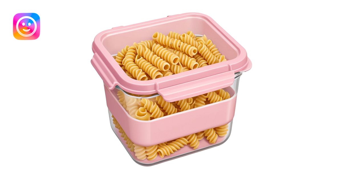 pastel pink food container with pasta inside emoji | AI Emoji Generator