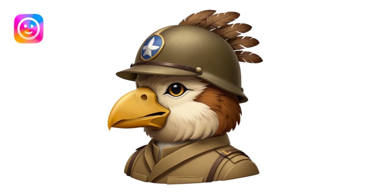 A large bird with a WW2 helmet emoji | AI Emoji Generator