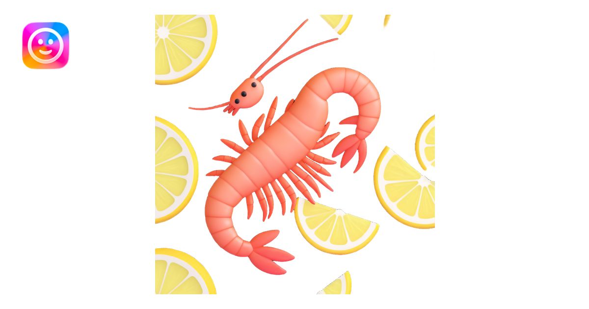 realistic shrimp with lemon slice, 3D emoji style emoji | AI Emoji ...