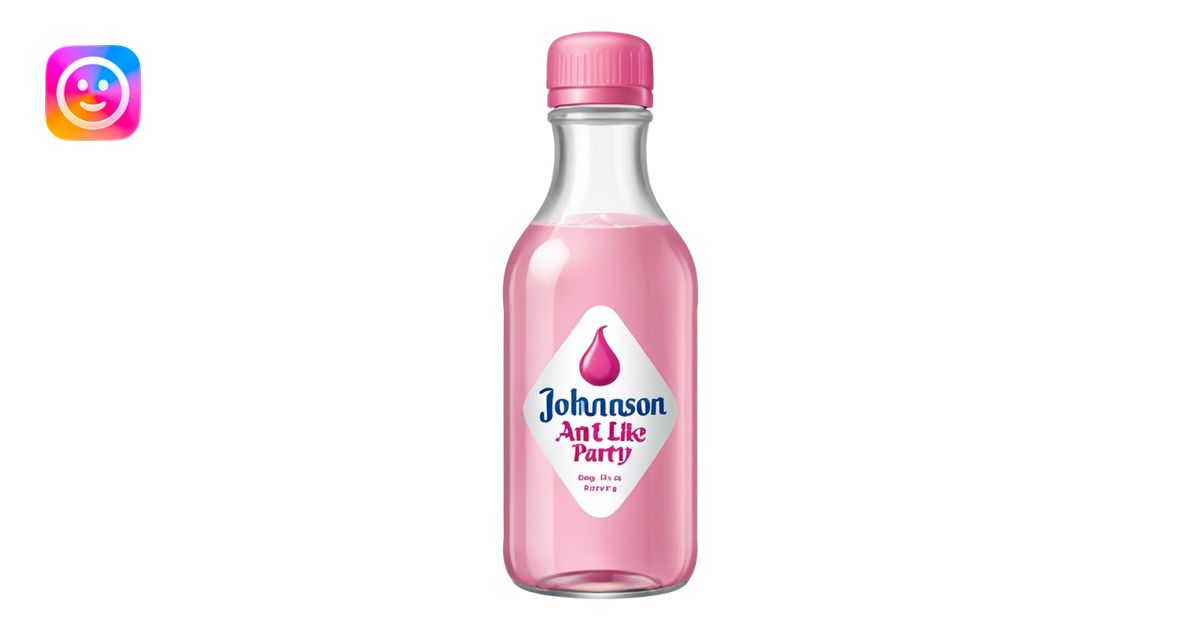 realistic Johnson and Johnson style bottle pink cap pink label clear ...
