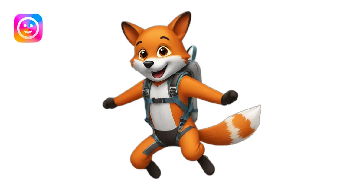 Jumping fox skydiving emoji | AI Emoji Generator