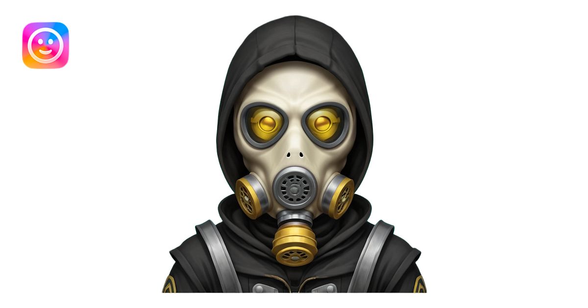 skeleton wearing a gas mask portrait, head and shoulders only, dark ...