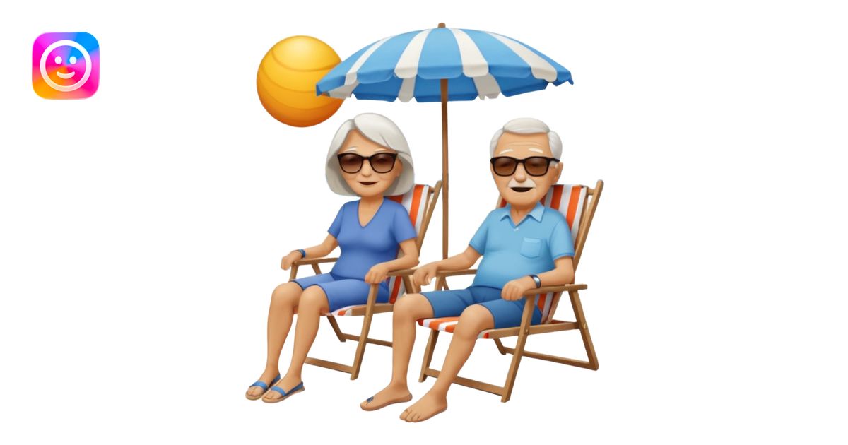 an emoji that shows elderly one woman and one man, both are retired and ...
