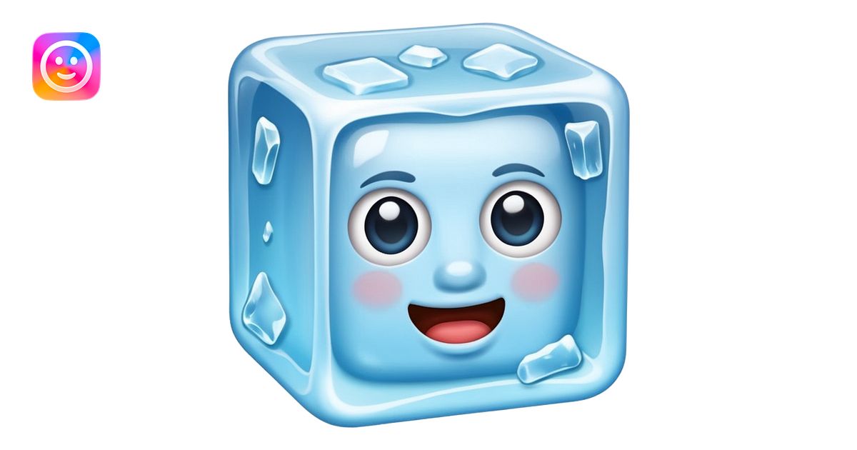 Ice cube with a flat mouth emoji | AI Emoji Generator