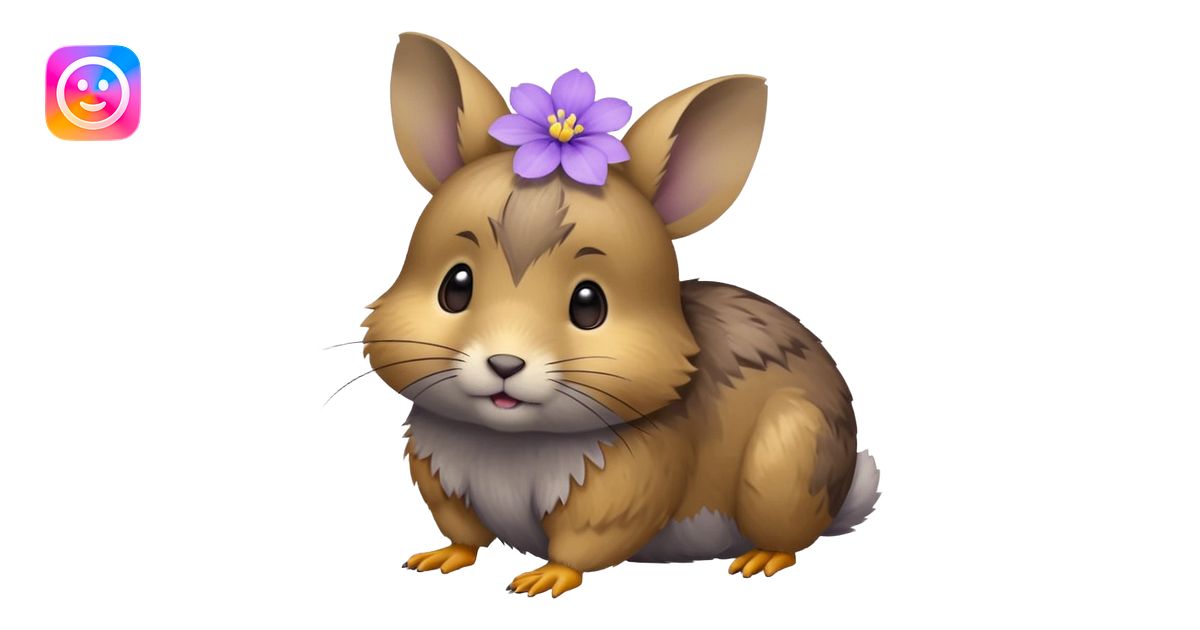 small round pika on all fours, turned at an angle, with a small light ...