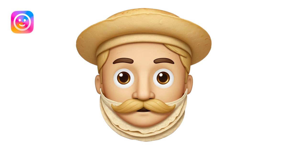 a fresh flour tortilla with a mustache emoji | AI Emoji Generator