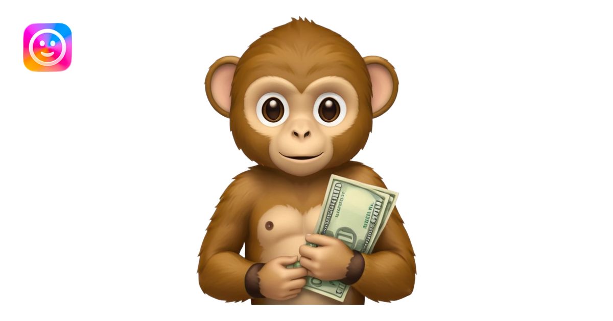 monkey holding money on sholdue emoji | AI Emoji Generator